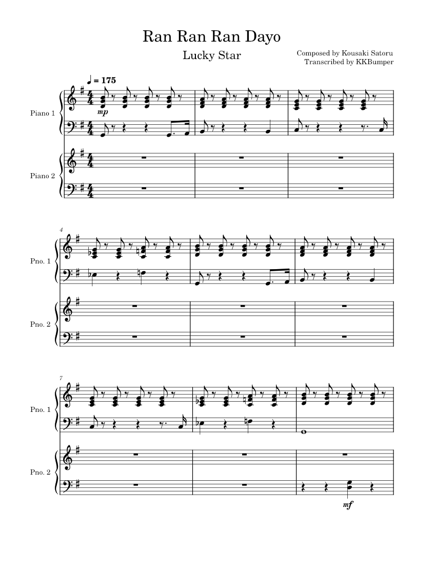 Ran Ran Ran Dayo Sheet music for Piano (Piano Duo) | Musescore.com