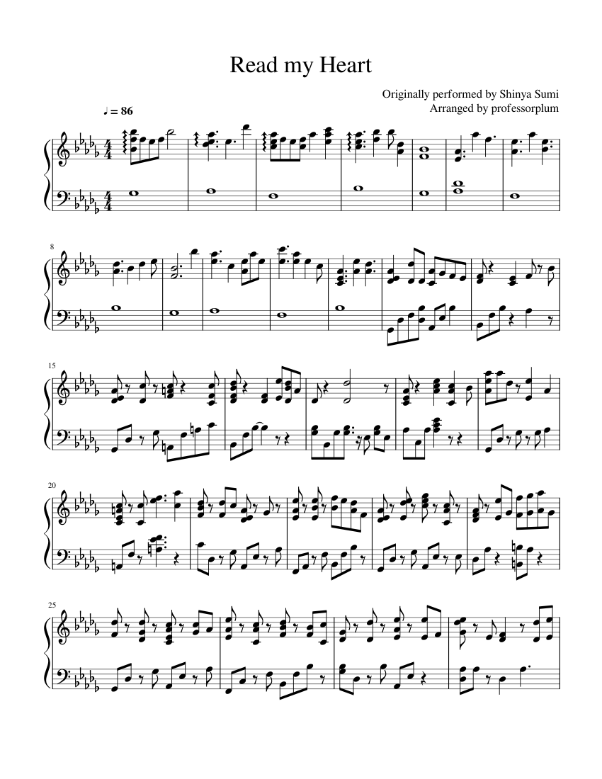 Read my Heart Sheet Music for Piano (Solo) | MuseScore.com