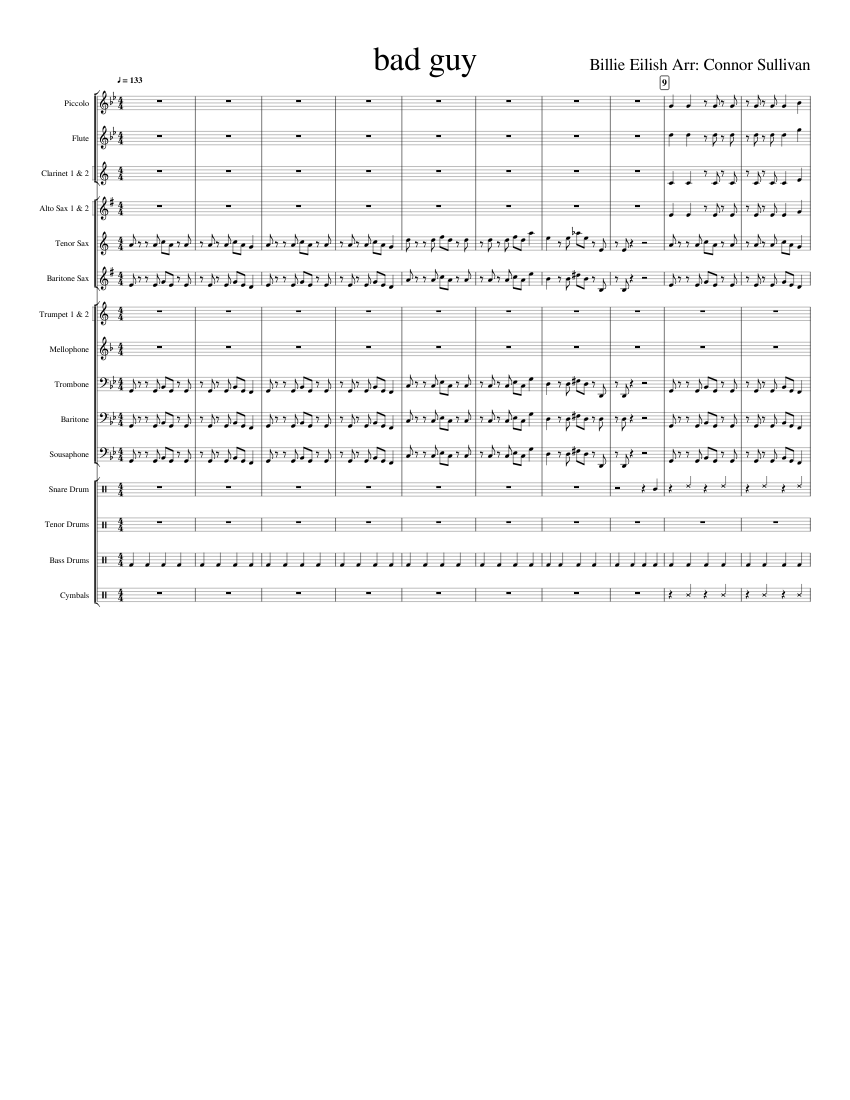bad guy Sheet music for Trombone, Tuba, Flute piccolo, Flute & more ...