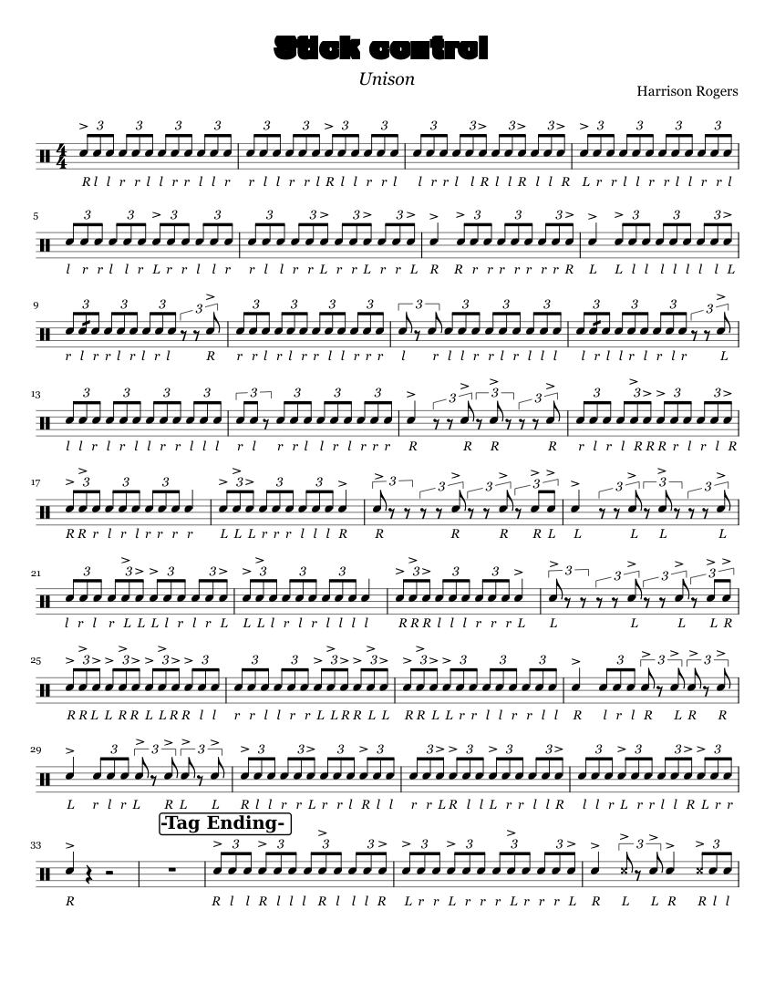 Stick control Sheet music for Snare drum (Solo) | Musescore.com