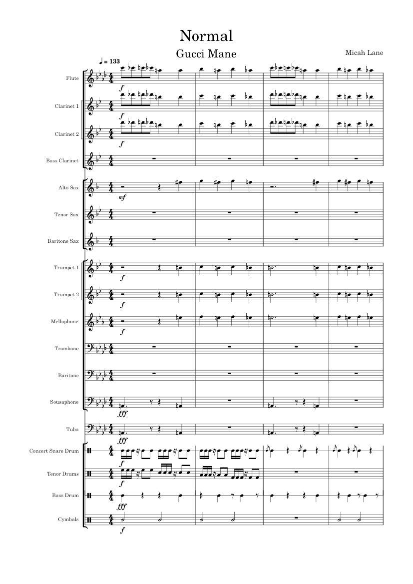 Normal - Gucci Mane Sheet music for Trombone, Tuba, Flute, Clarinet in ...