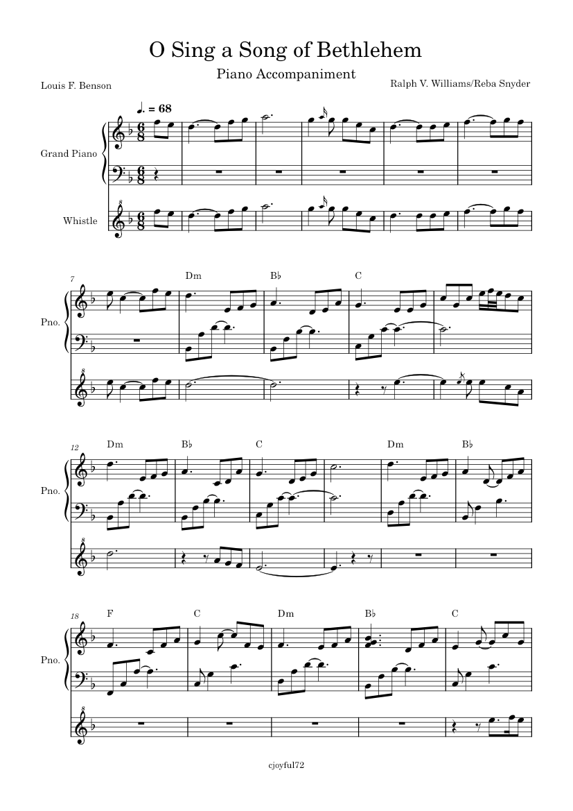 O Sing a Song of Bethlehem – cjoyful72 Sheet Music for Piano, Flute ...