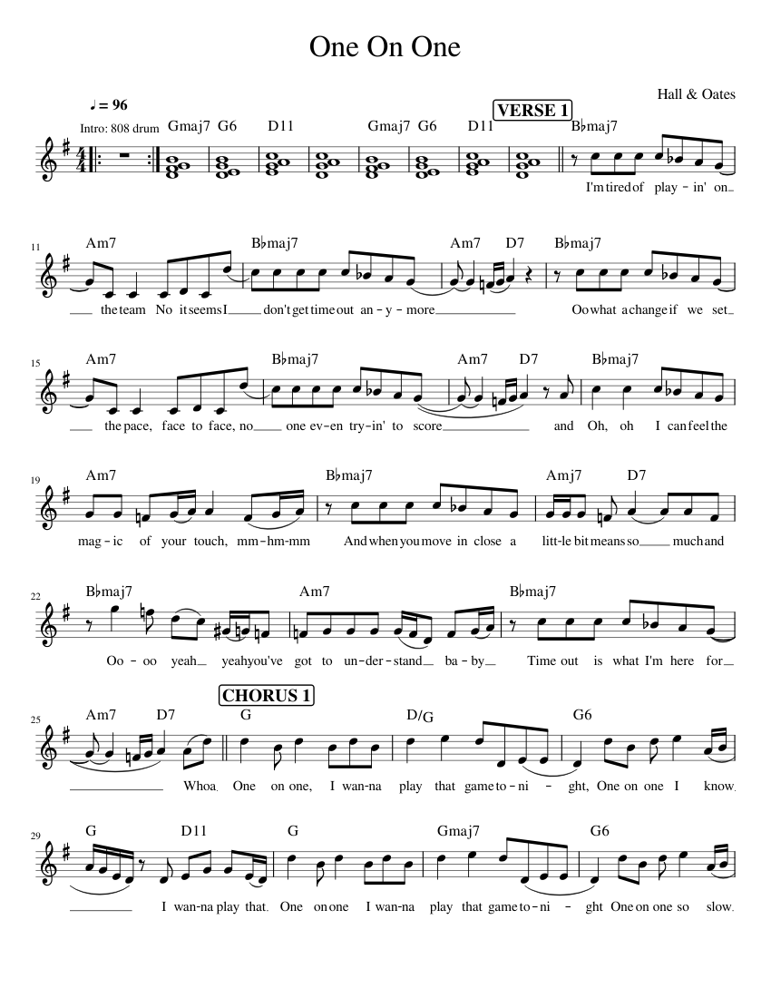 One On One - Hall & Oates Sheet music for Piano (Solo) Easy | Musescore.com