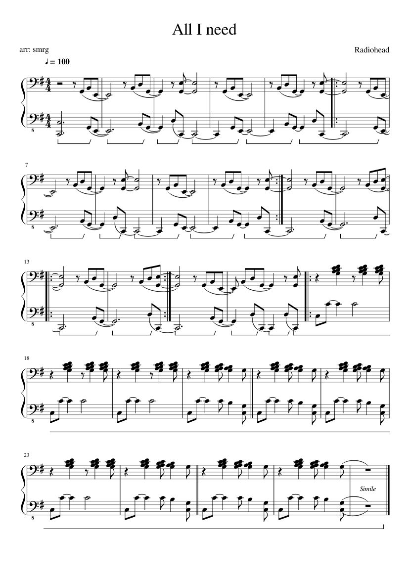 You are all I need Sheet music for Piano (Solo) Easy | Musescore.com