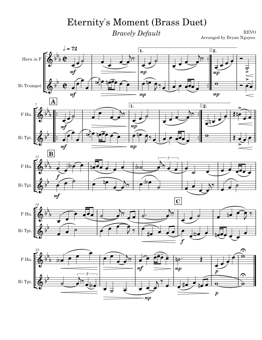 Eternity's Moment (Brass Duet Arrangement) - REVO Sheet music for ...