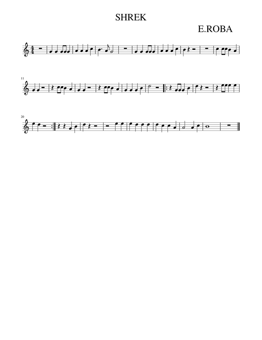 SHREK Sheet music for Flute (Solo) | Musescore.com