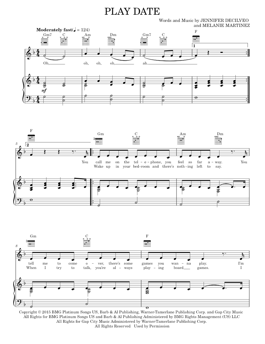 Play Official version of Play date Sheet Music by Melanie Martinez for ...