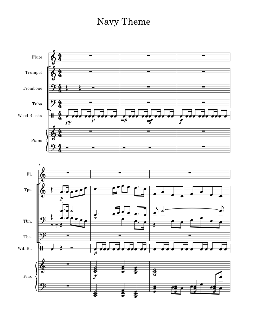 dnd music part 3 - Navy theme Sheet music for Piano, Trombone, Tuba ...