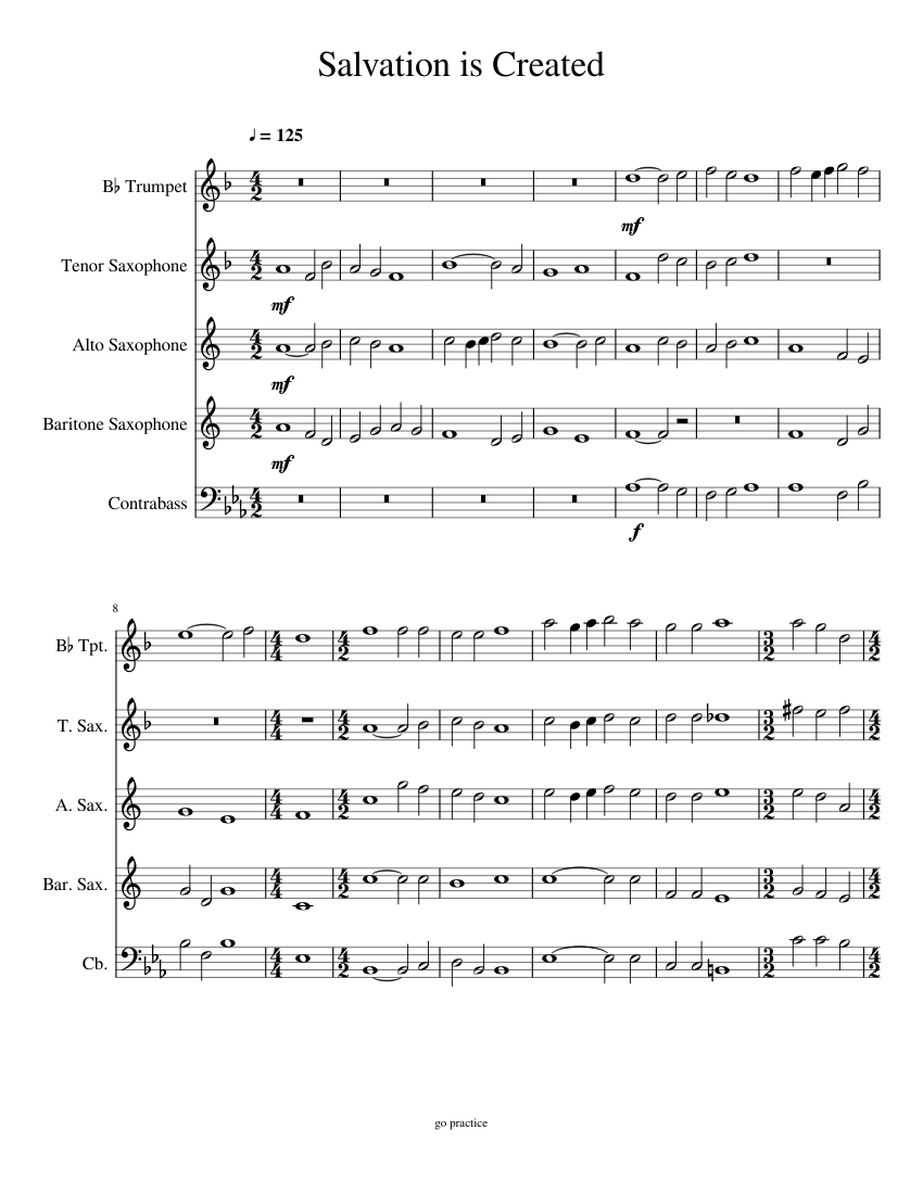 Salvation is Created Sheet music for Saxophone alto, Saxophone tenor ...