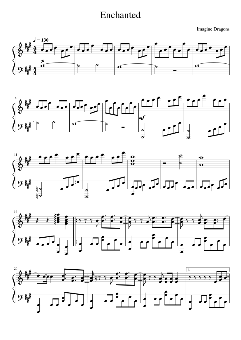 Enchanted Sheet music for Piano (Solo) | Musescore.com