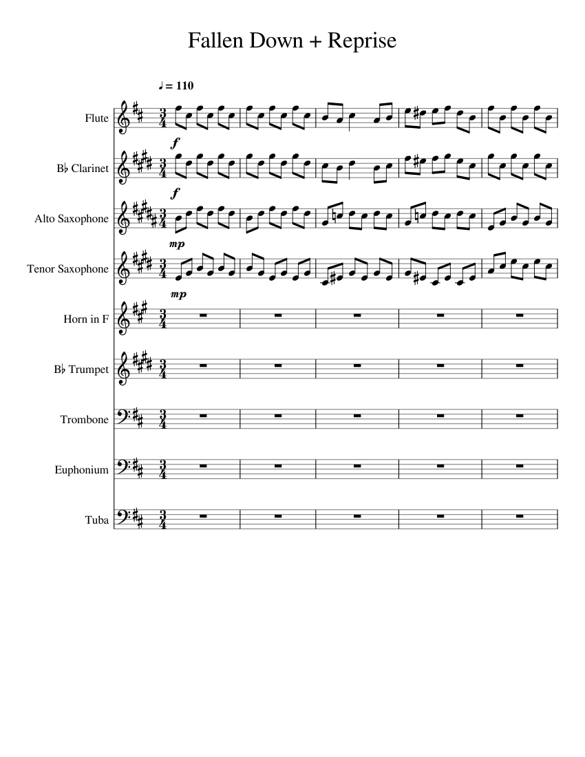 Undertale - Fallen Down + Reprise Sheet music for Trumpet (In B Flat ...