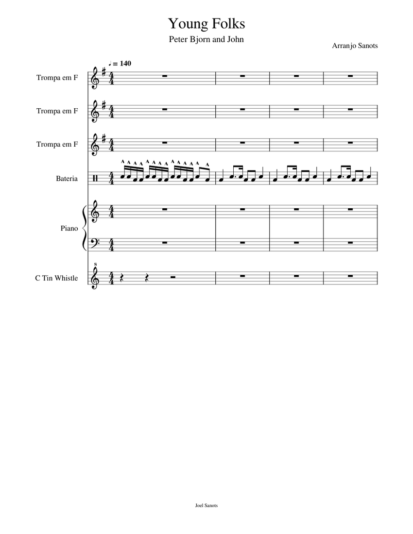 Young Folks Sheet music for Piano, French horn, Drum group, Flute other ...