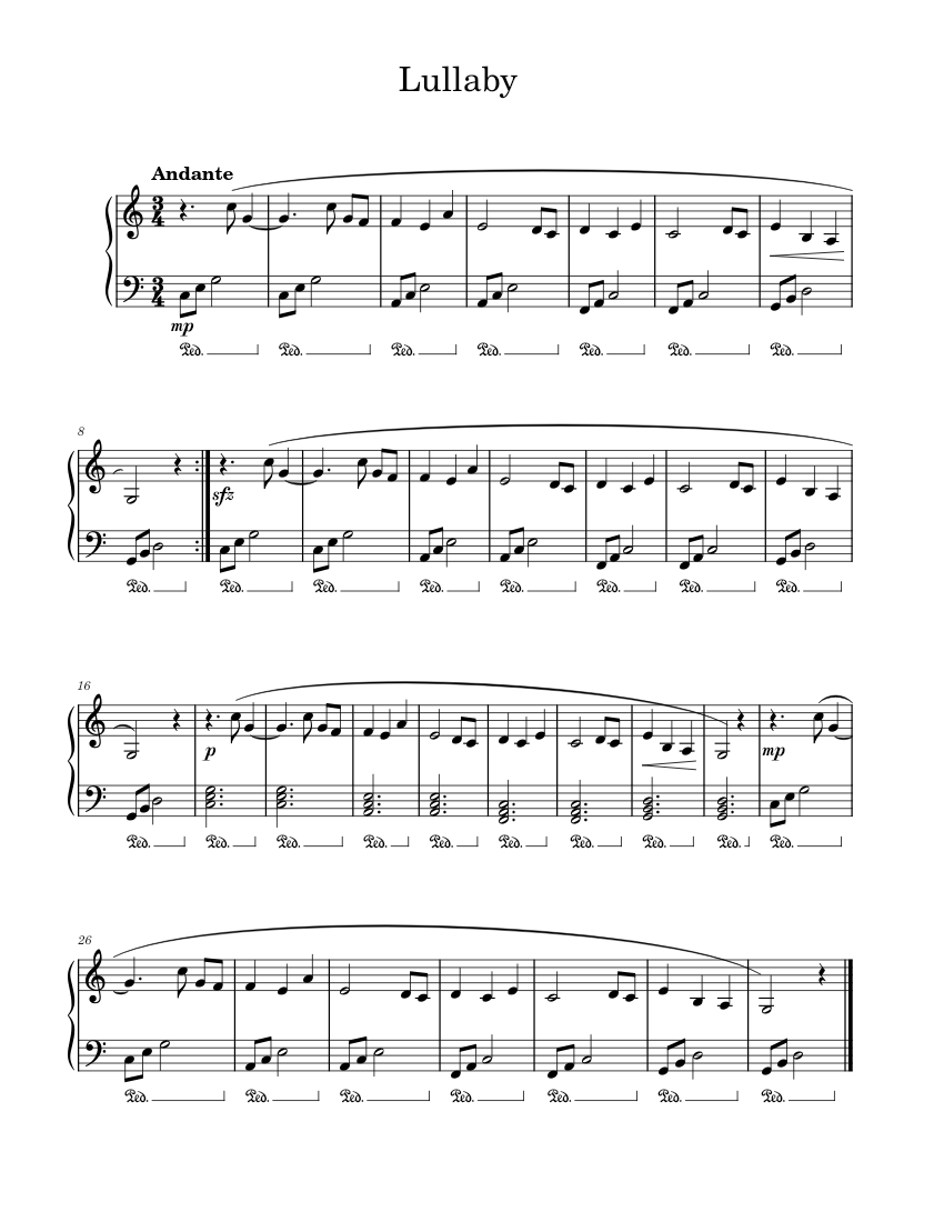 Lullaby Sheet music for Piano (Solo) | Musescore.com