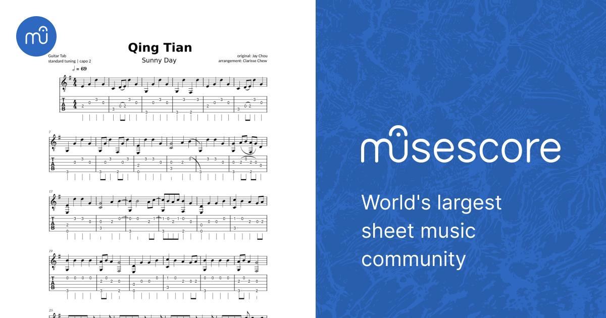 晴天 qing tien – Jay Chou Qing Tian Guitar Tab (Sunny Day) Sheet music for Guitar (Solo ...