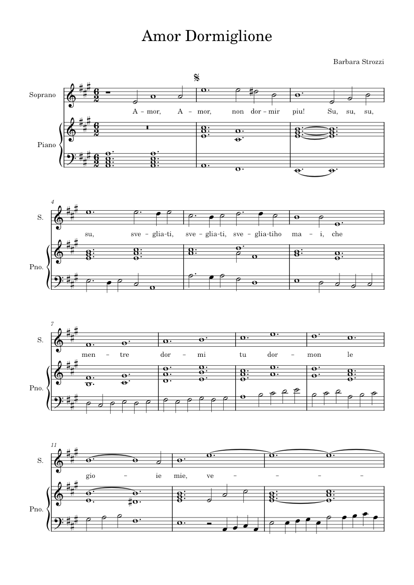 Amor Dormiglione – Barbara Strozzi Realization Sheet Music for Piano ...