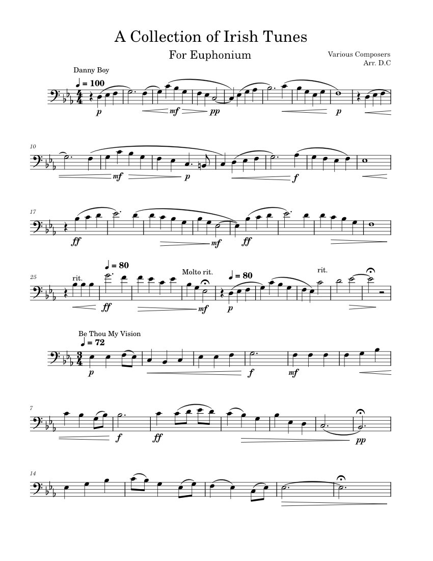 A Collection of Irish Tunes Sheet Music for Euphonium (Solo ...