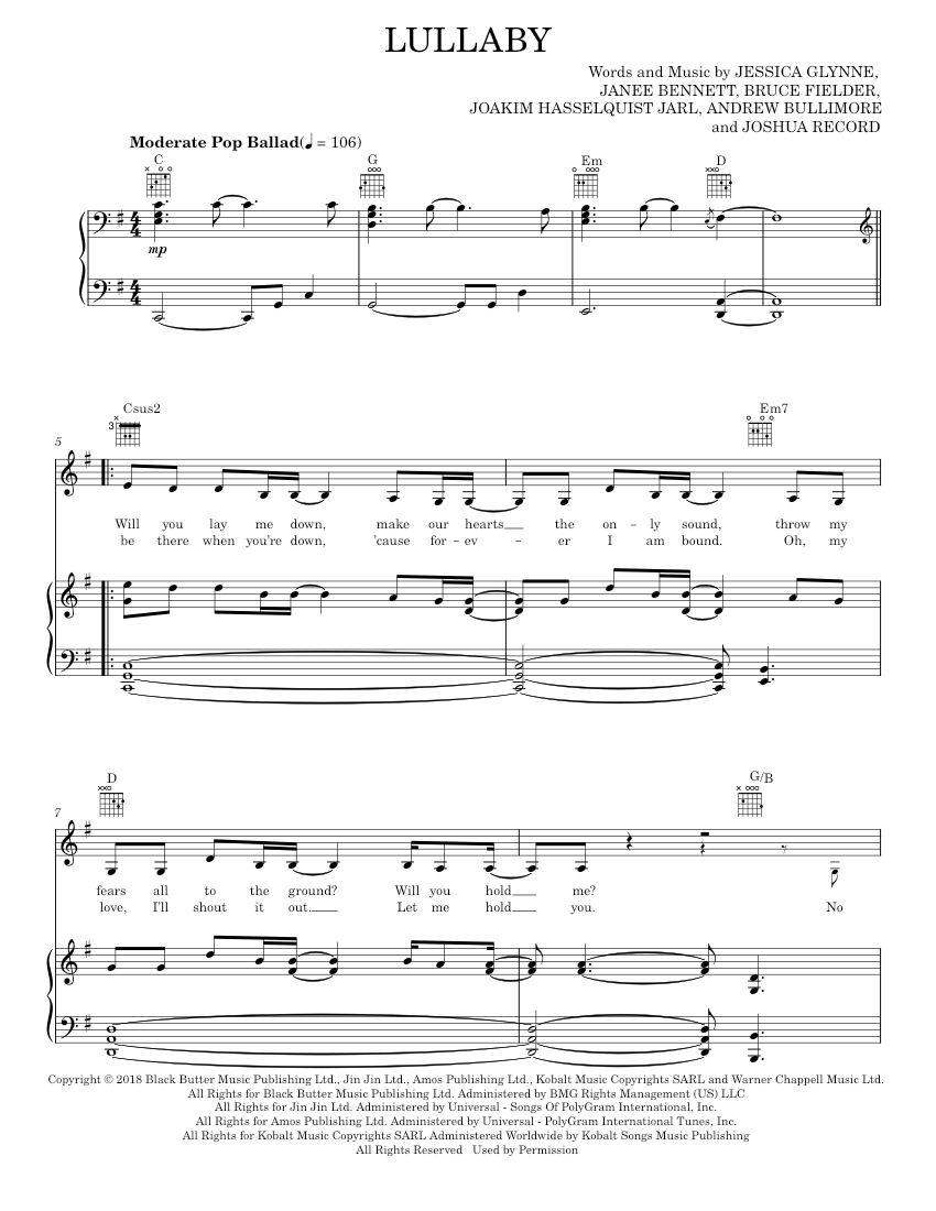 Play Official version of Lullaby (Acoustic) Sheet Music by Sigala for ...
