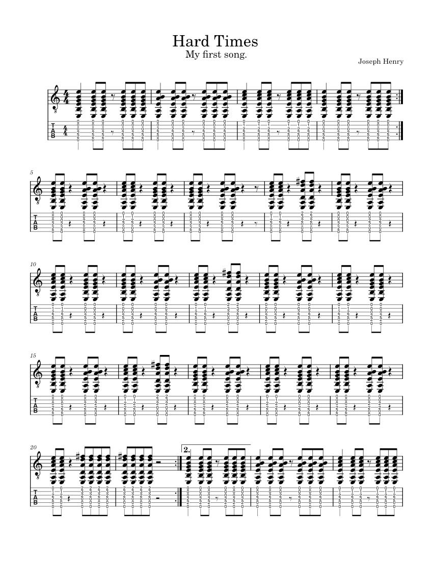 Hard Times Sheet music for Guitar (Solo) | Musescore.com