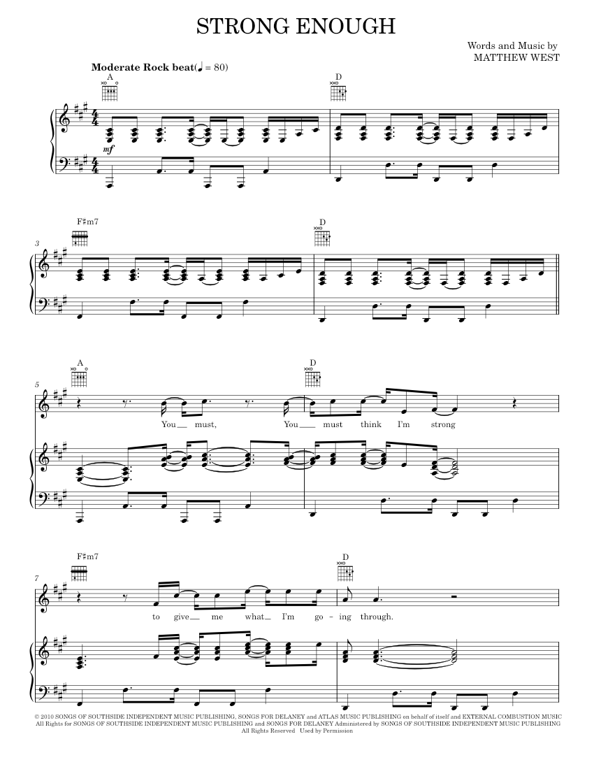 Play Official version of Strong enough Sheet Music by Matthew West for ...