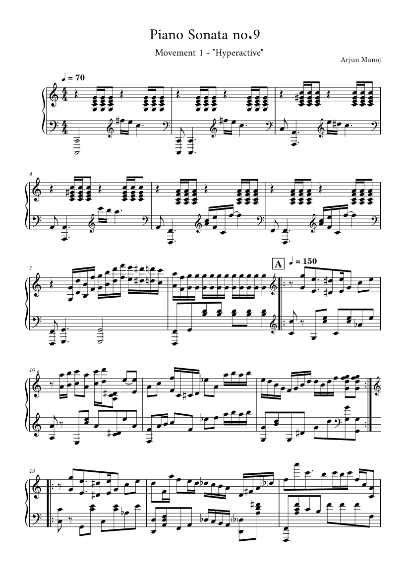 Piano Sonata no 9 first movement - Arjun Manoj Sheet music for Piano ...