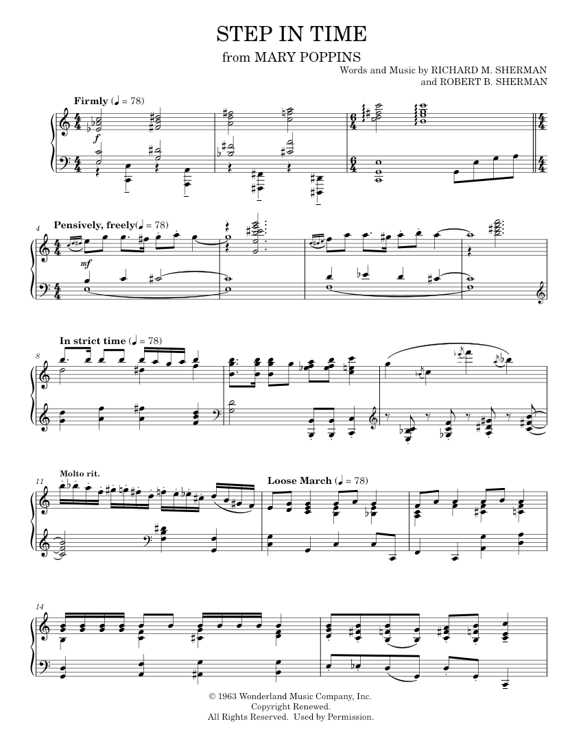 Play Official version of Step In Time (from Mary Poppins) Sheet Music ...
