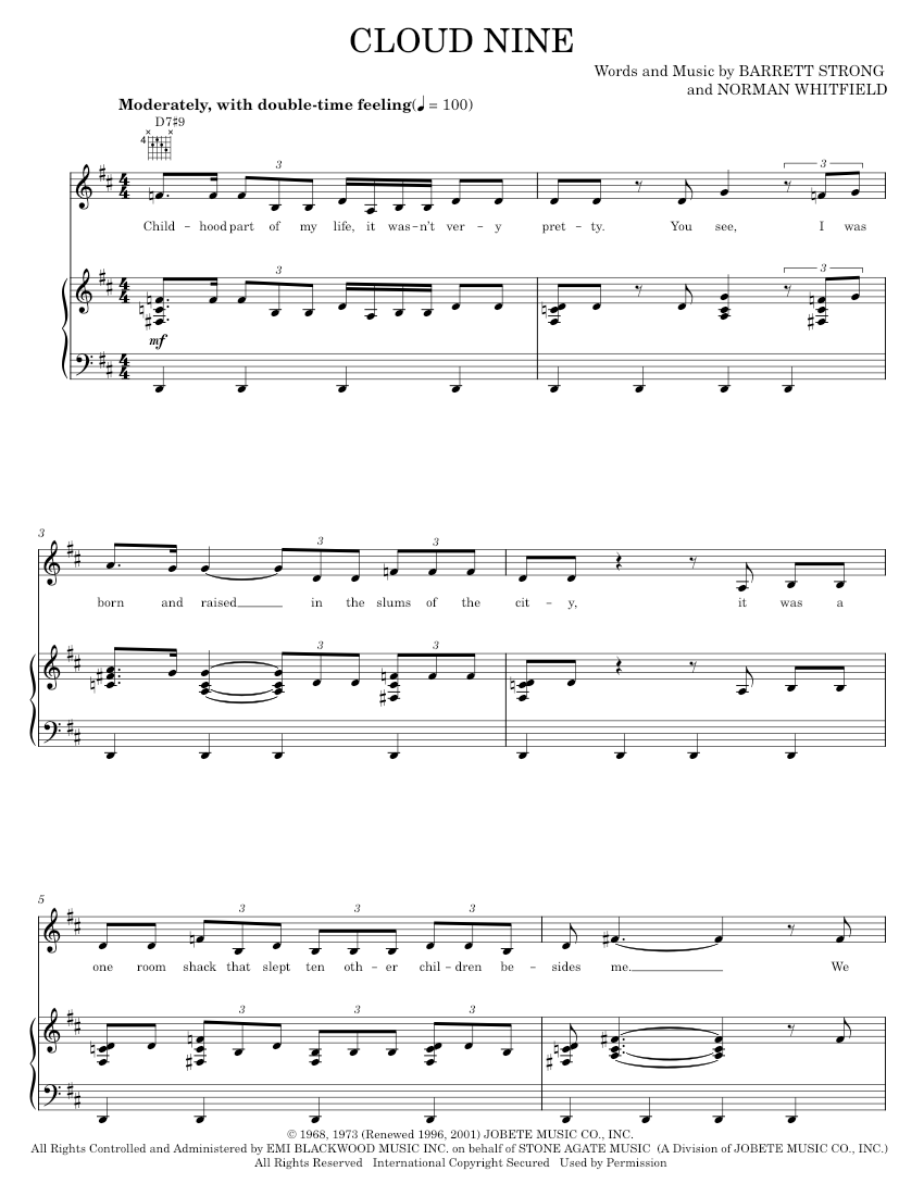 Play Official version of Cloud Nine sheet music by Bruce Springsteen ...