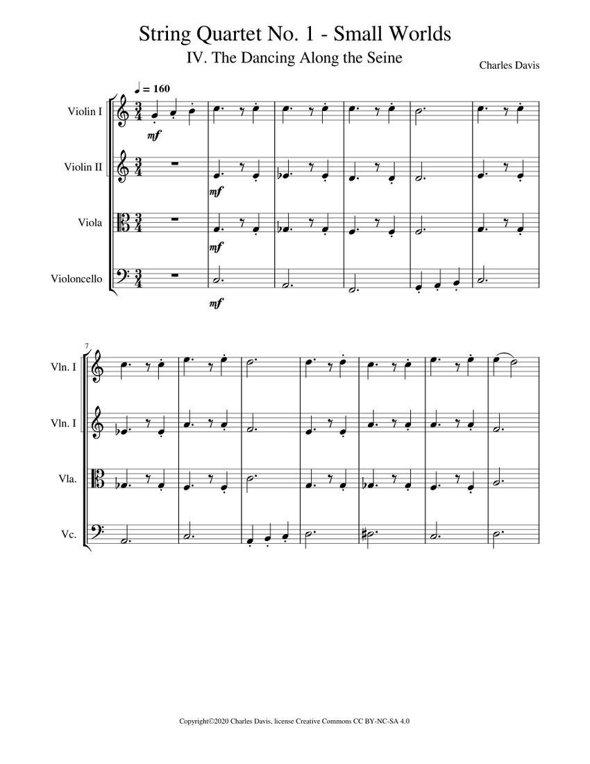 String Quartet No. 1-Small Worlds Mvt IV - The Dancing along the Seine ...