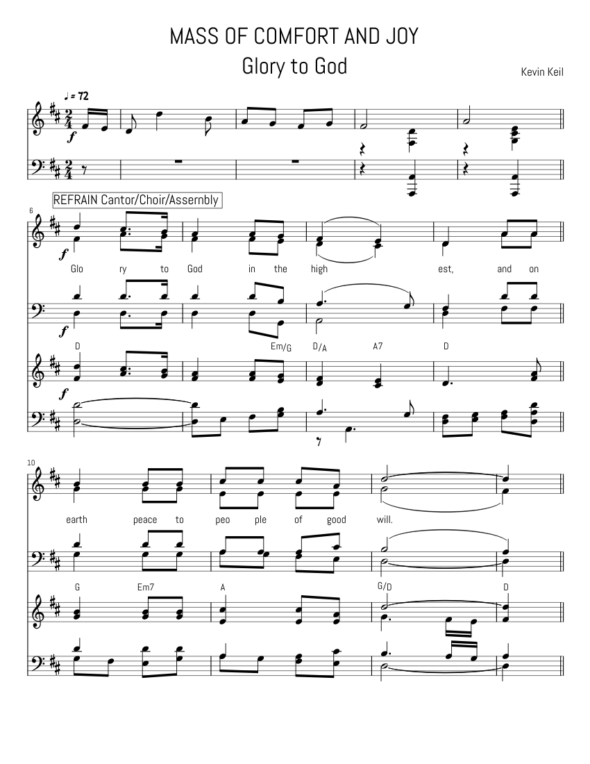 Glory to God - Advent - Mass of Comfort and Joy - Kevin Keil Sheet ...