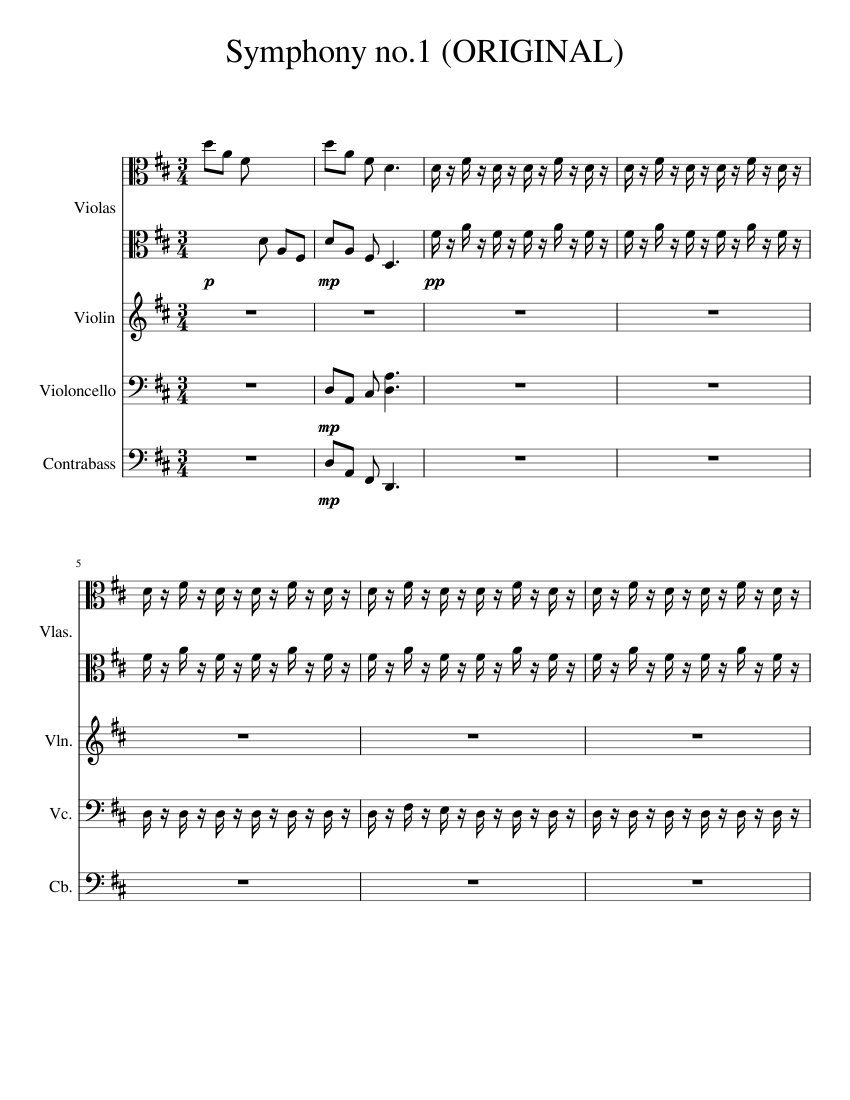 Symphony no.1 ORIGINAL Sheet music for Contrabass, Violin, Viola, Cello ...