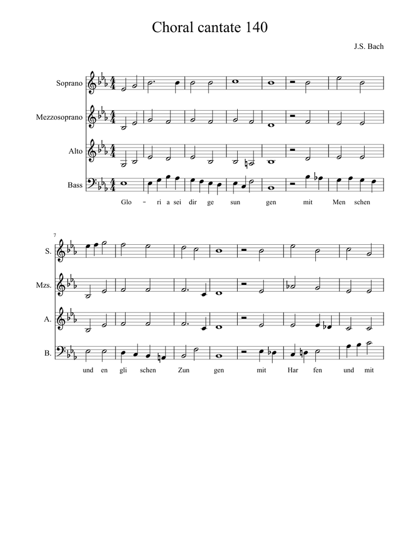 Choral cantate 140 (J.S. Bach) Sheet music for Bass (Solo) | Download ...
