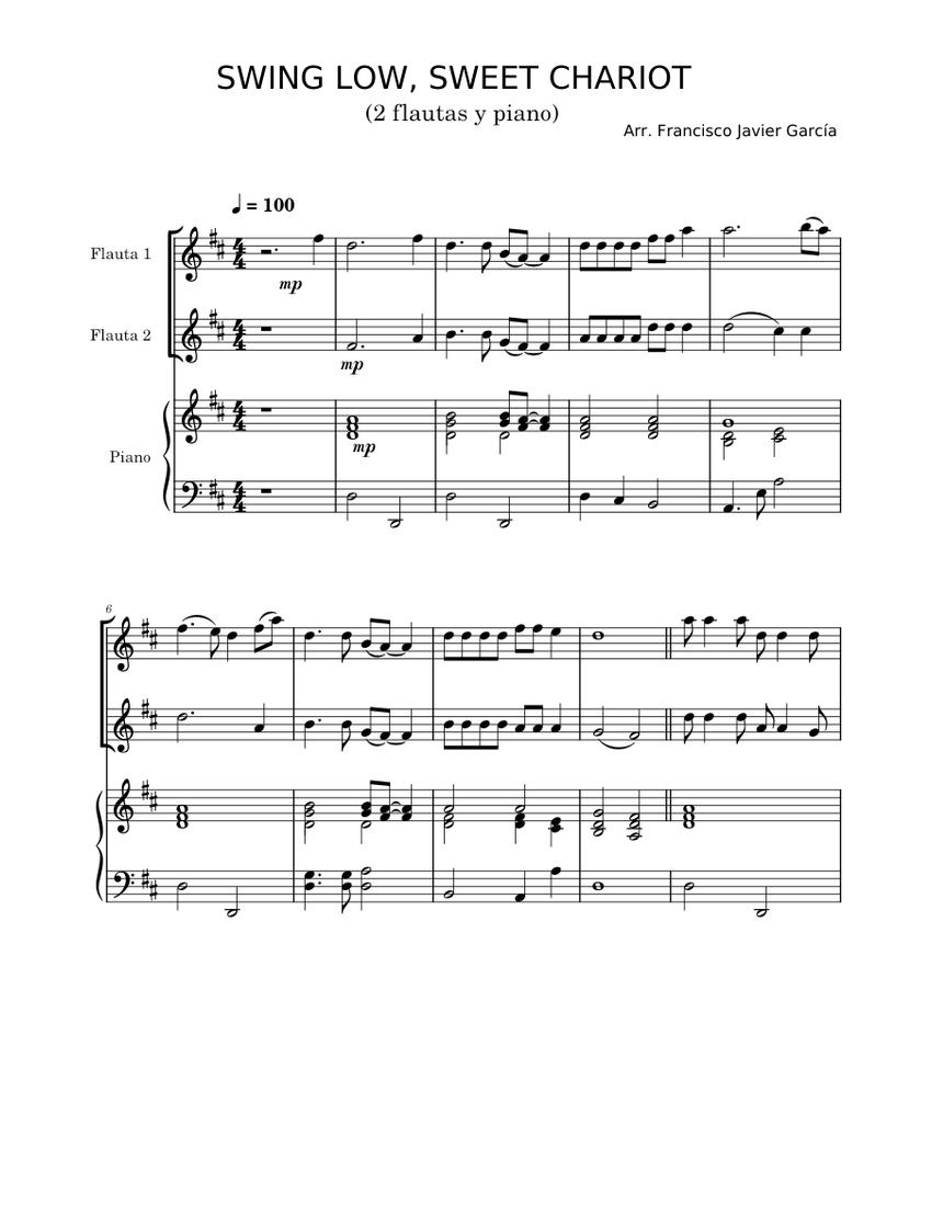 Swing low, sweet chariot – Misc Traditional SWING LOW, SWEET CHARIOT (2 ...