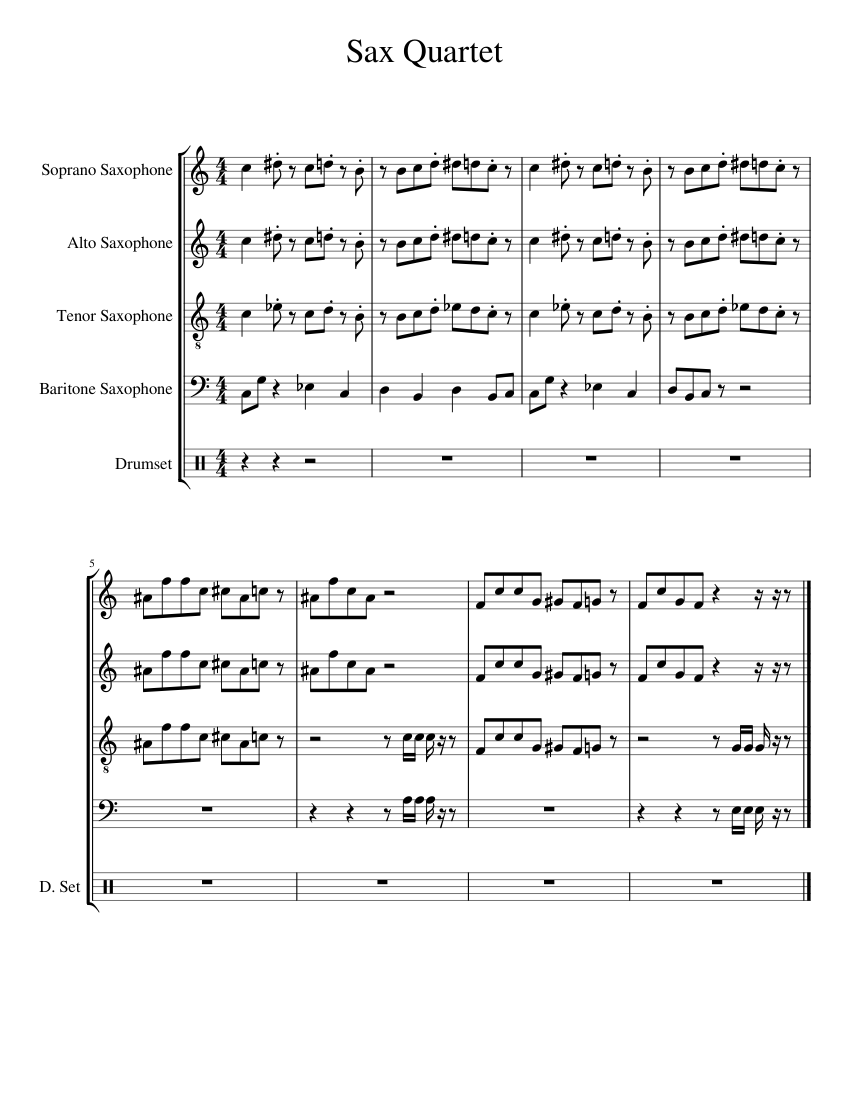 Sax Quartet Sheet music for Saxophone alto, Saxophone tenor, Saxophone ...
