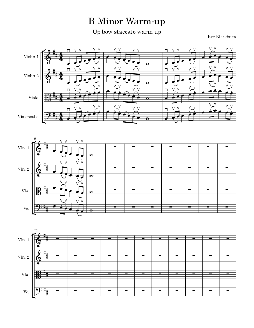 B Minor Warm Up Sheet music for Violin, Viola, Cello (String Ensemble ...