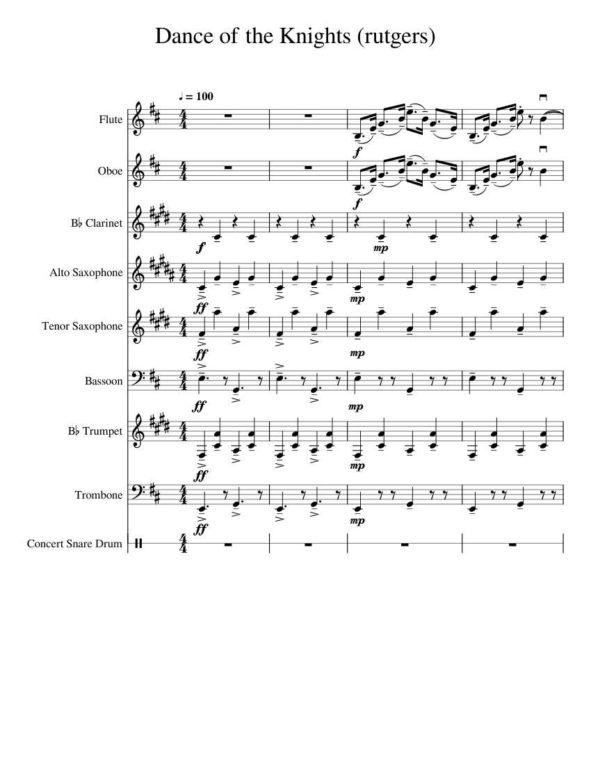 Dance_of_the_Knights_(rutgers) Sheet music for Trombone, Flute, Oboe ...