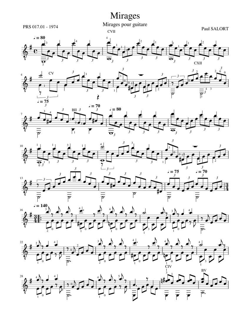PRS 017.01 Mirages Sheet music for Guitar (Solo) | Musescore.com