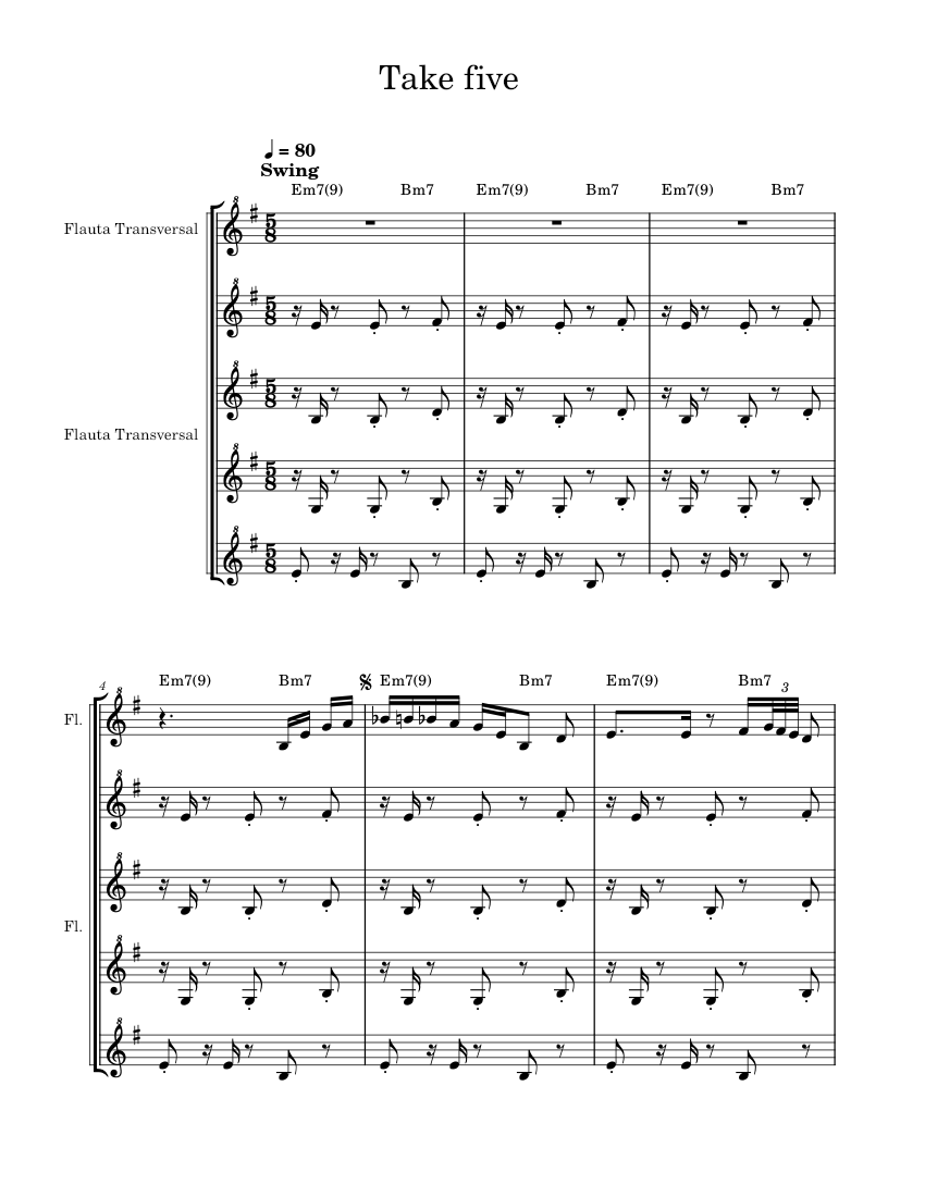 Take Five – The Dave Brubeck Quartet Sheet music for Flute (Woodwind ...
