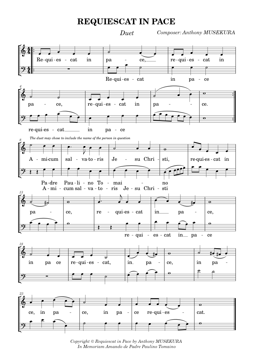 REQUIESCAT IN PACE BY ANTHONY MUSEKURA Sheet music for Piano (Solo ...