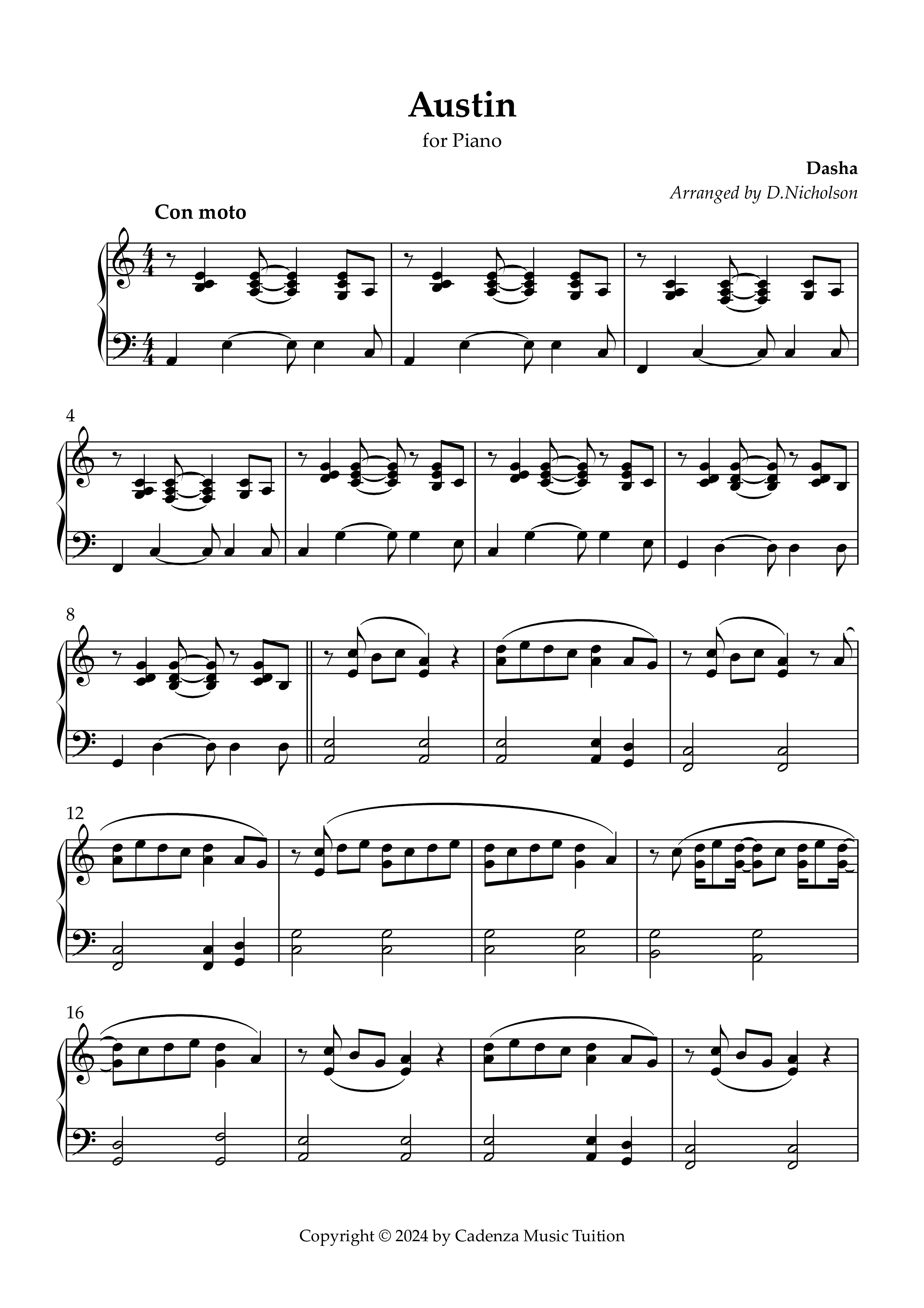 Play Official version of Austin Sheet Music by Dasha (US, San Luis ...