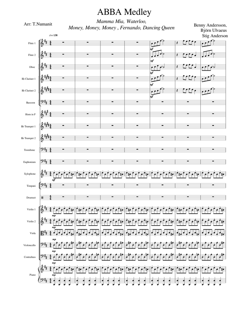 ABBA Medley Sheet music for Piano, Trombone, Euphonium, Flute & more ...