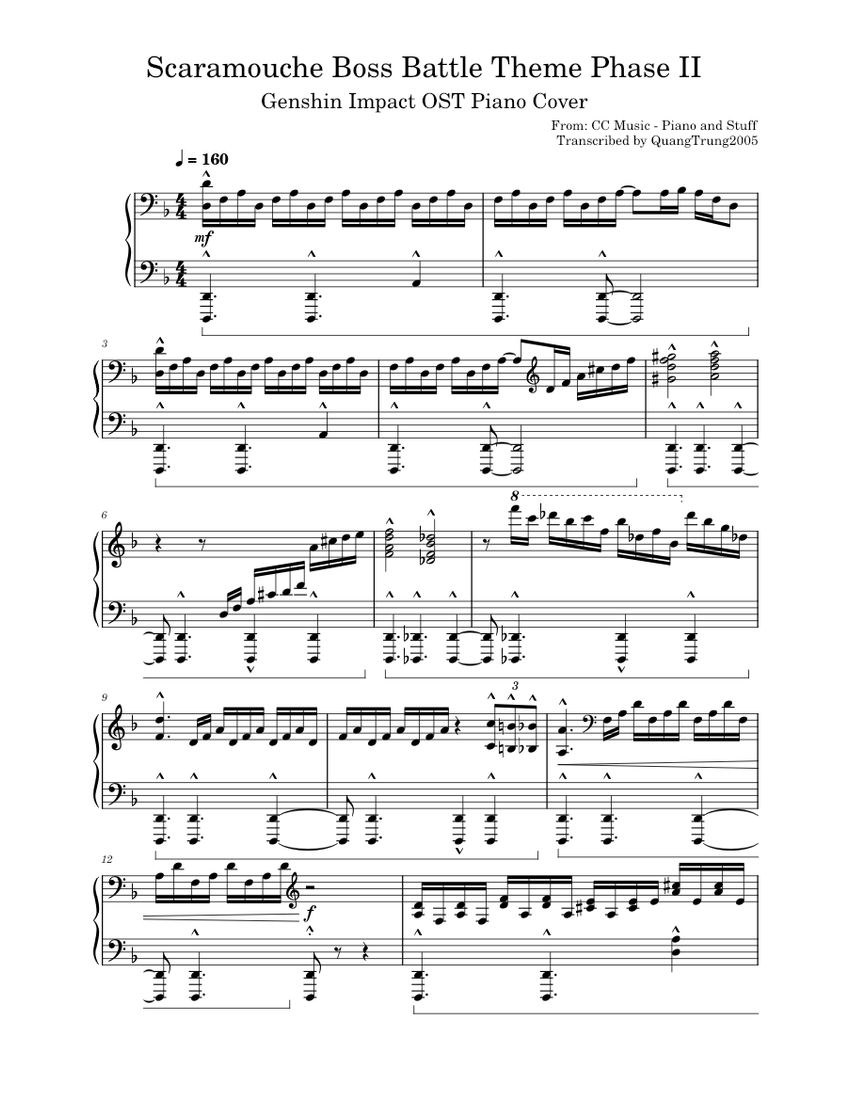 Scaramouche Boss Battle Theme Phase II – HOYO-MiX (Genshin Impact 3.2) Sheet music for Piano ...