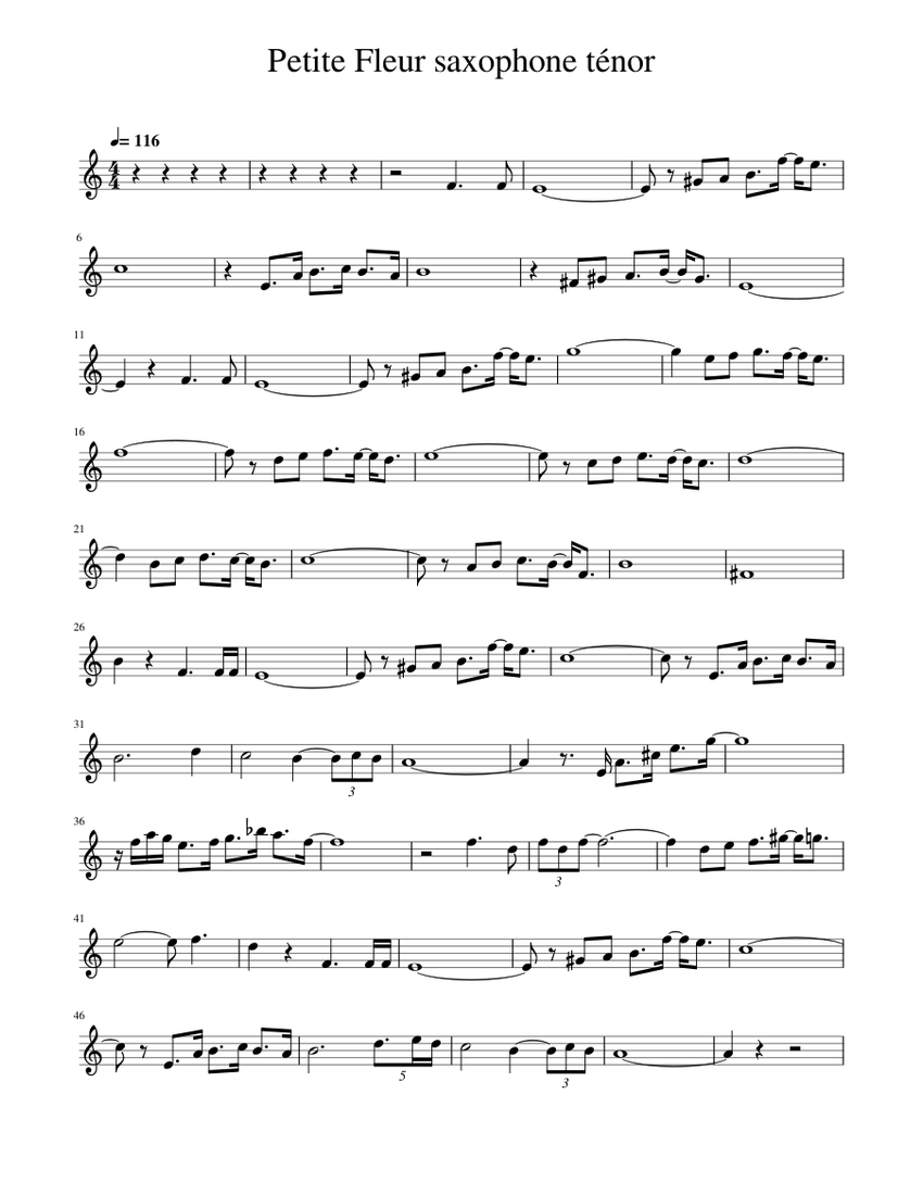 Petite Fleur saxophone ténor Sheet music for Saxophone (Tenor) (Solo ...