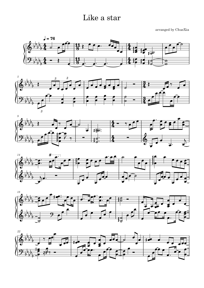 Like a star – Youngso Kim Sheet music for Piano (Solo) | Musescore.com