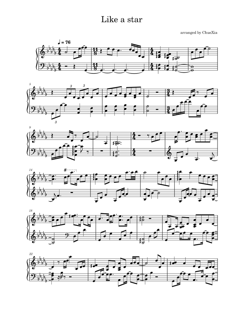 Like a star – Youngso Kim Sheet music for Piano (Solo) | Musescore.com