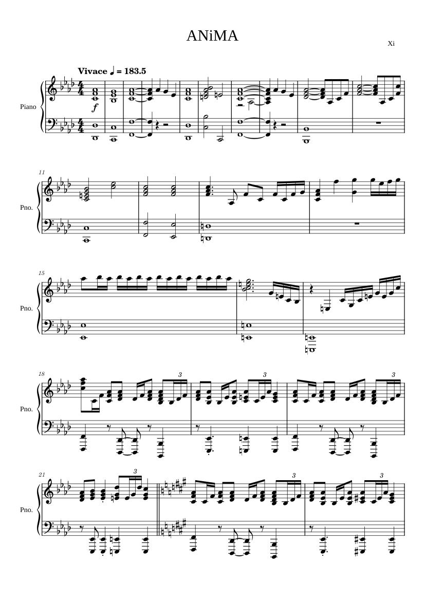 ANiMA – Xi Sheet music for Piano (Solo) | Musescore.com