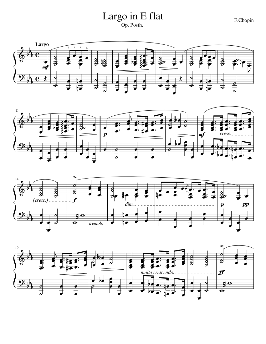 Chopin - Largo in E flat Sheet music for Piano (Solo) | Musescore.com
