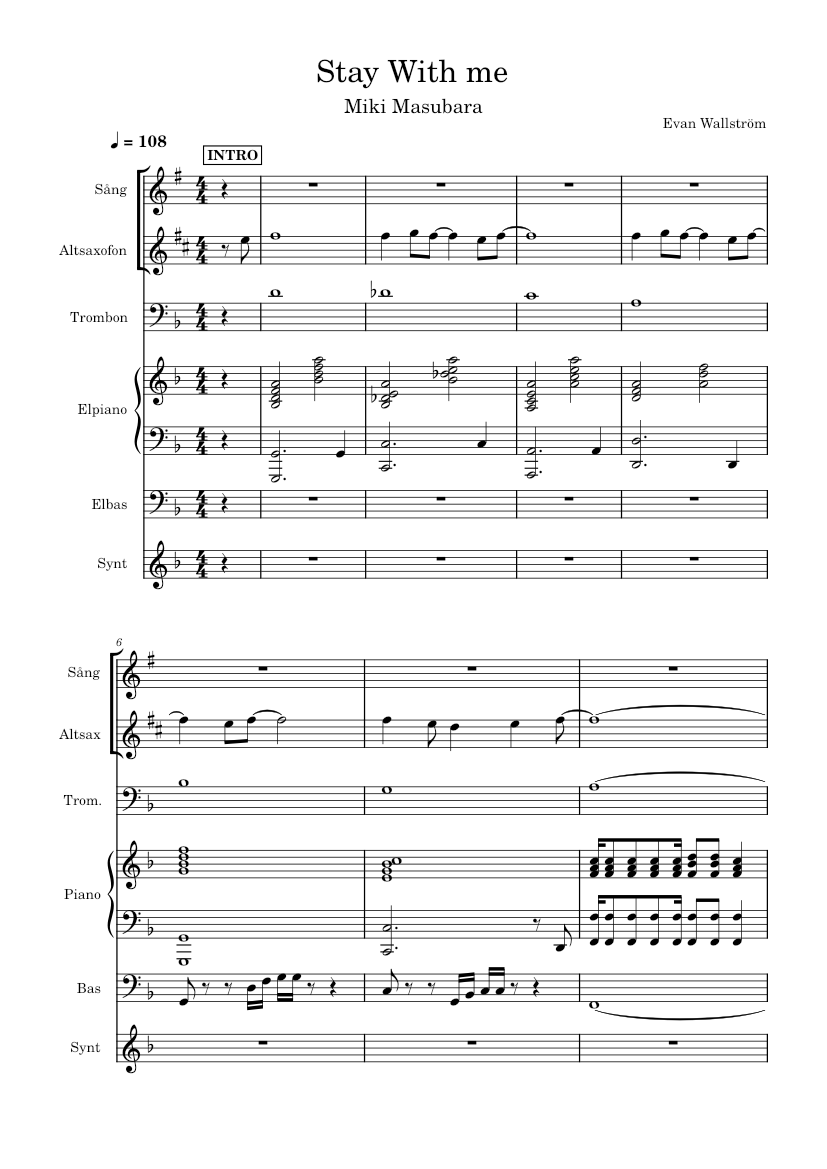 Stay with me – Miki Matsubara Stay with me Sheet Music for Piano ...