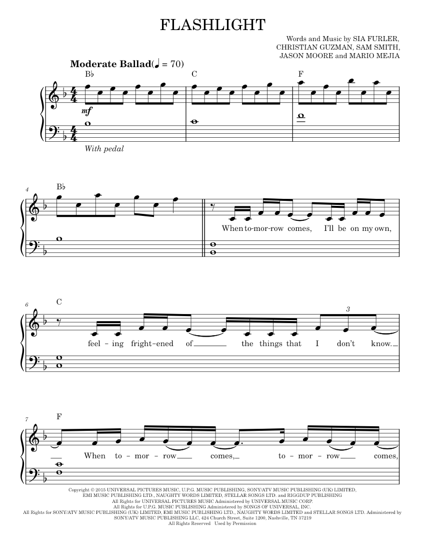 Play Official version of Flashlight sheet music by Jessie J for Piano ...