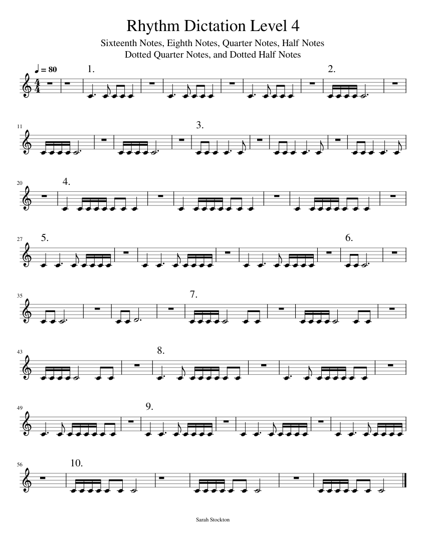 Rhythm Dictation Level 4 Sheet music for Piano (Solo) | Musescore.com