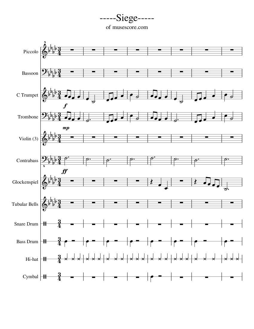 Siege Sheet music for Trombone, Oboe, Bassoon, Violin & more ...