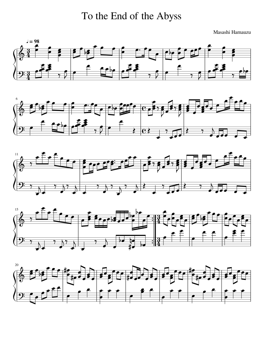 To the End of the Abyss - piano tutorial